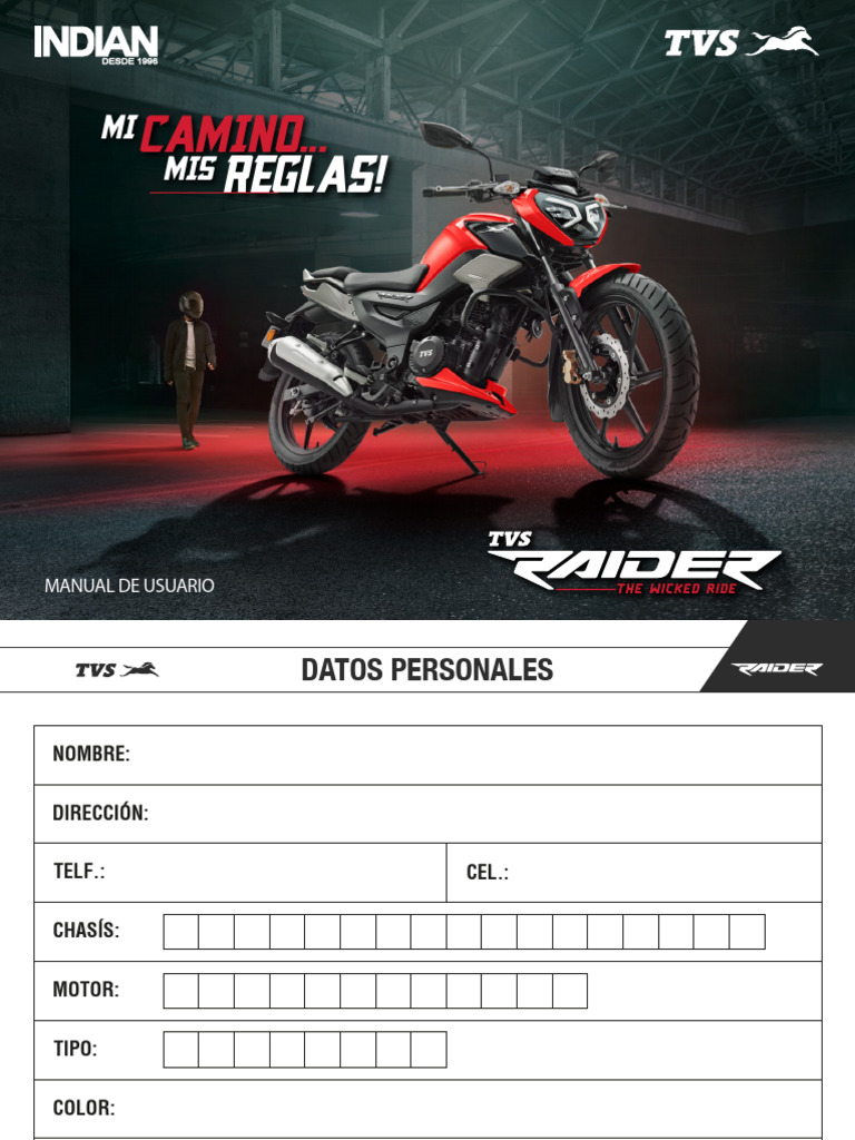 Manual de Usuario TVS RAIDER | PDF
