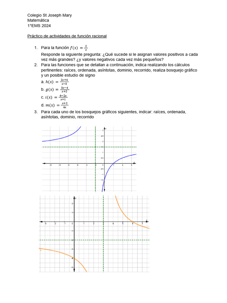 Práctico - Funciones Racionales | PDF
