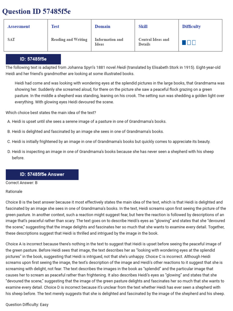 Central Ideas and Details (Easy) Answers | PDF