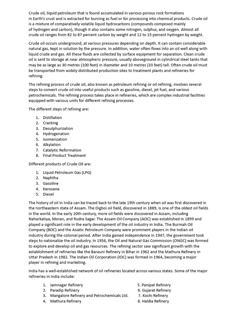 Crude Oil - Geography | PDF
