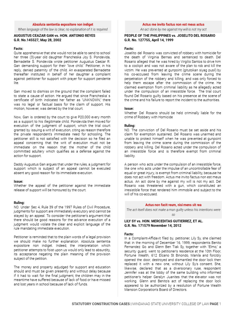 STATCON Legal Maxim Cases | PDF | Leasehold Estate | Service Of Process