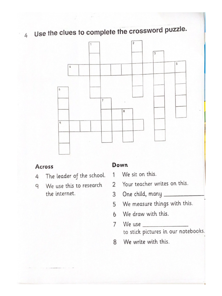 Use The Clues To Complete The Crossword Puzzle. | PDF