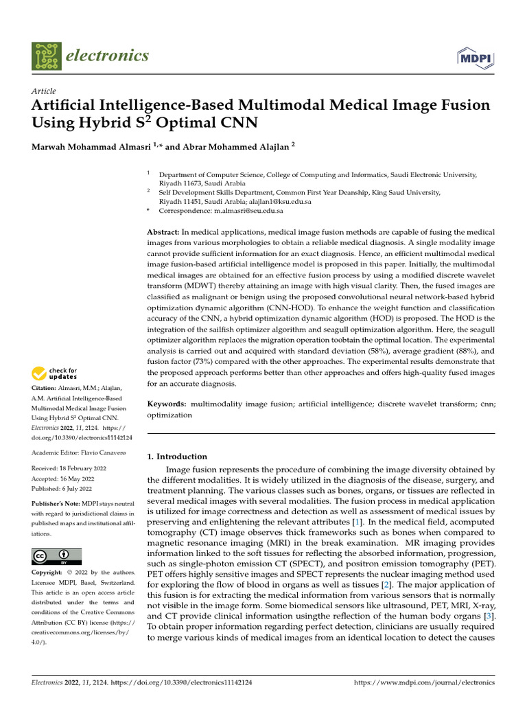 Electronics Artificial Intelligence Based Multimodal Medical Image Fusion Using Hybrid S