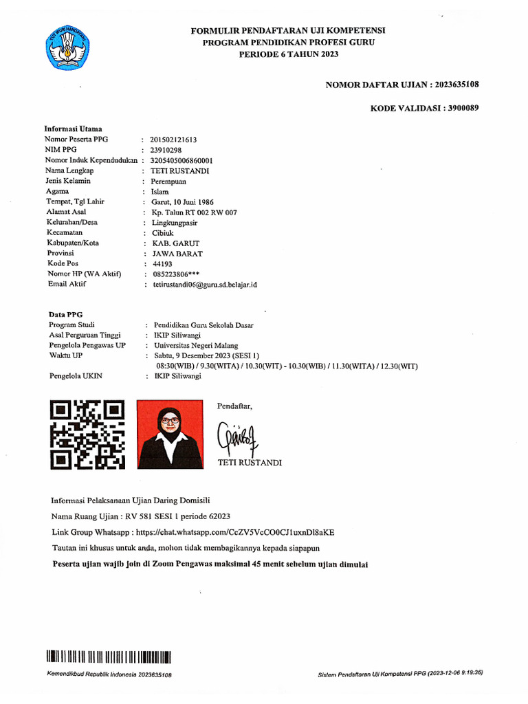 Formulir Pendaftaran - Teti Rustandi | PDF