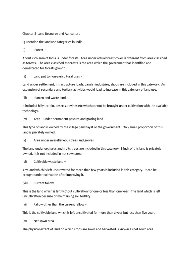 Chapter 5 Land Resource and Agriculture | PDF