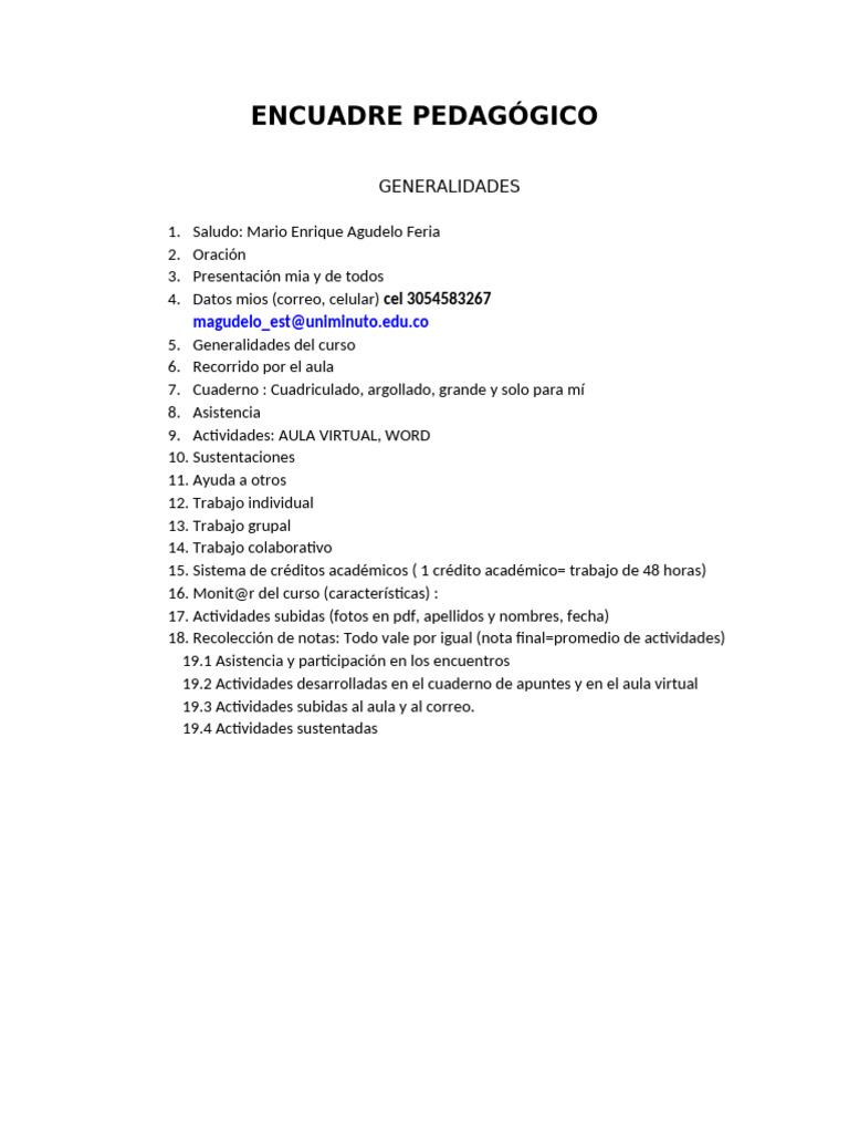 0-ENCUADRE PEDAGÓGICO | PDF