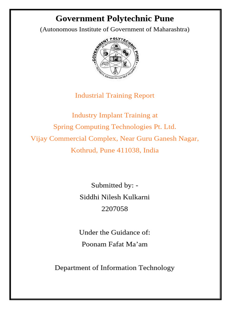Industrial Training Report | PDF