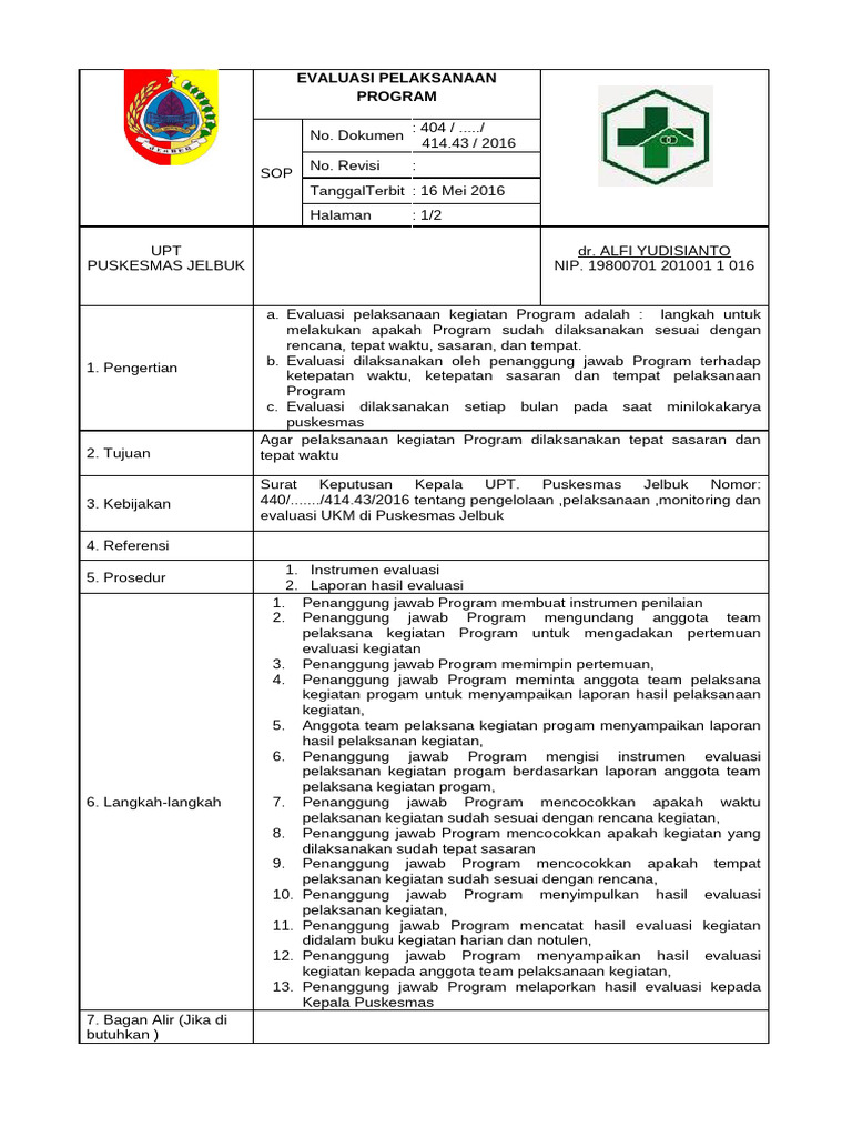 Sop Evaluasi | PDF