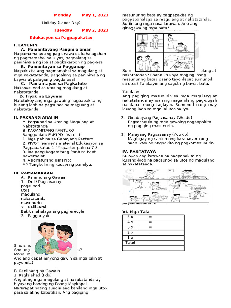 ESP DLP 4th Q Week 1 | PDF