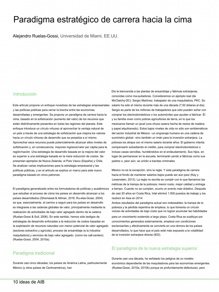 Race-to-the-Top Strategy Paradigm (Español) | PDF