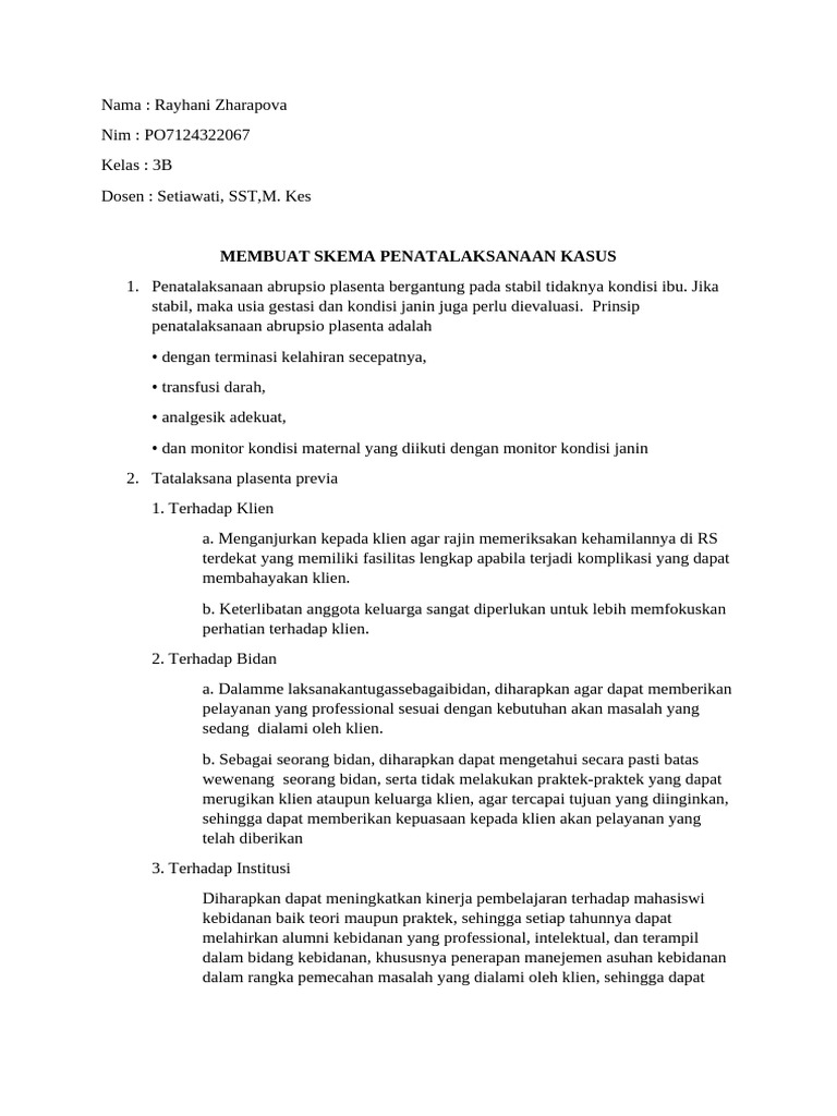 Skema Penatalaksanaan Kasus (Rayhani Zharapova) | PDF