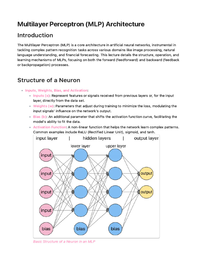 02.multilayer Perceptron (MLP) Architecture | PDF