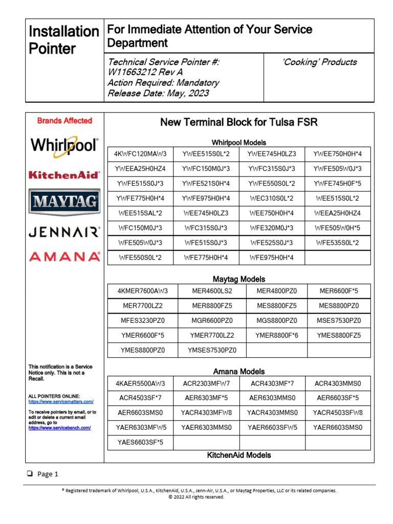 Service Pointer w11663212 Reva | PDF