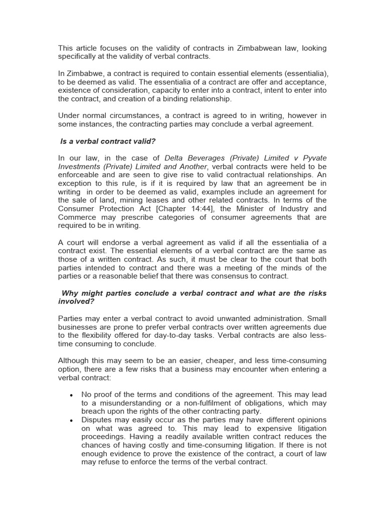 Contract Validity Article | PDF | Consideration | Offer And Acceptance