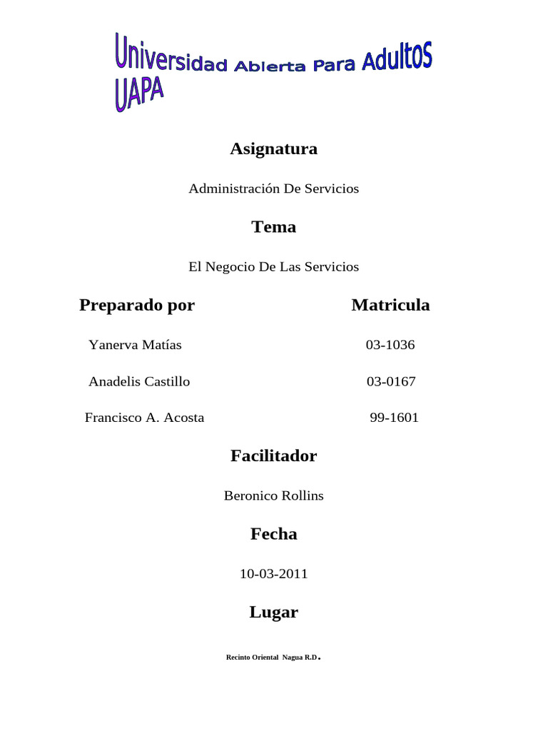 Tema I ADM SERVICO | PDF