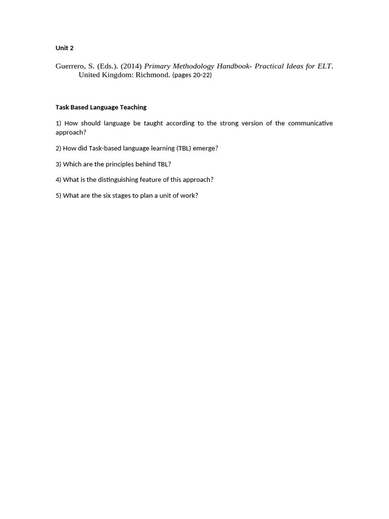 Task Based Language Teaching | PDF