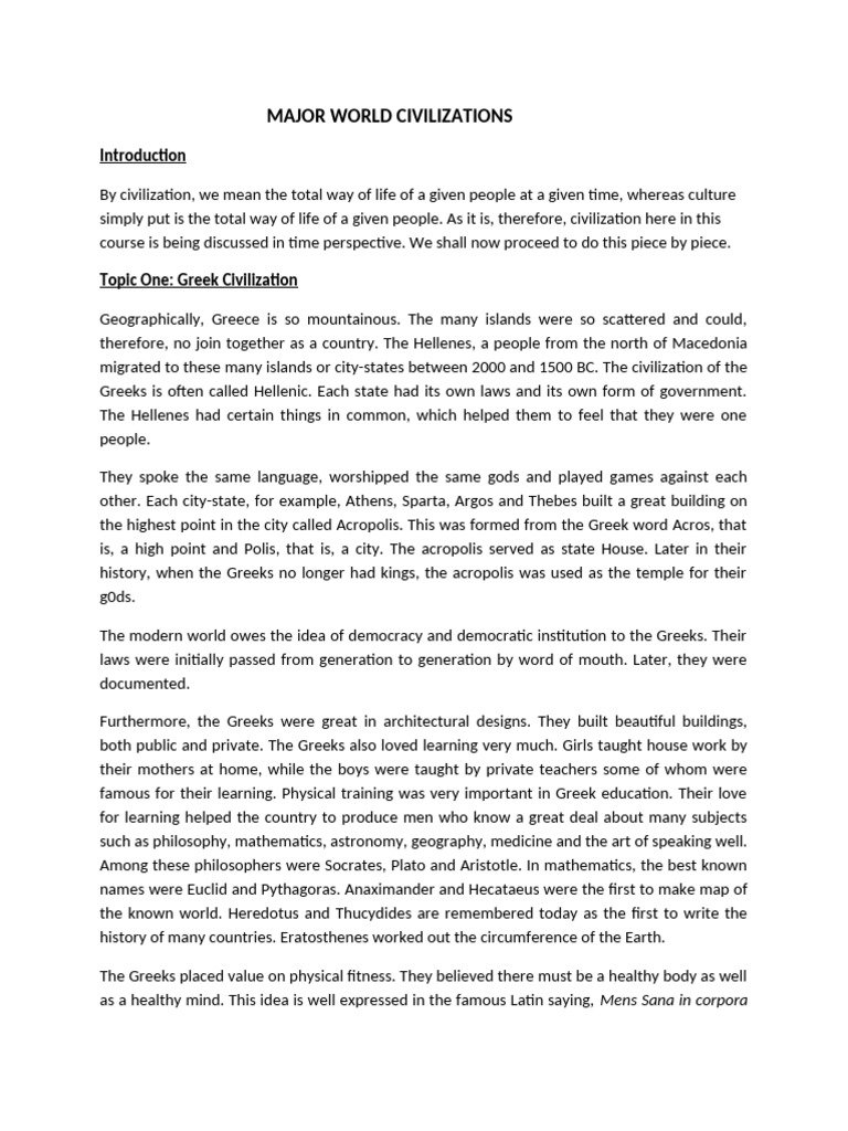 Major World Civilizations | PDF | Ancient Egypt | History