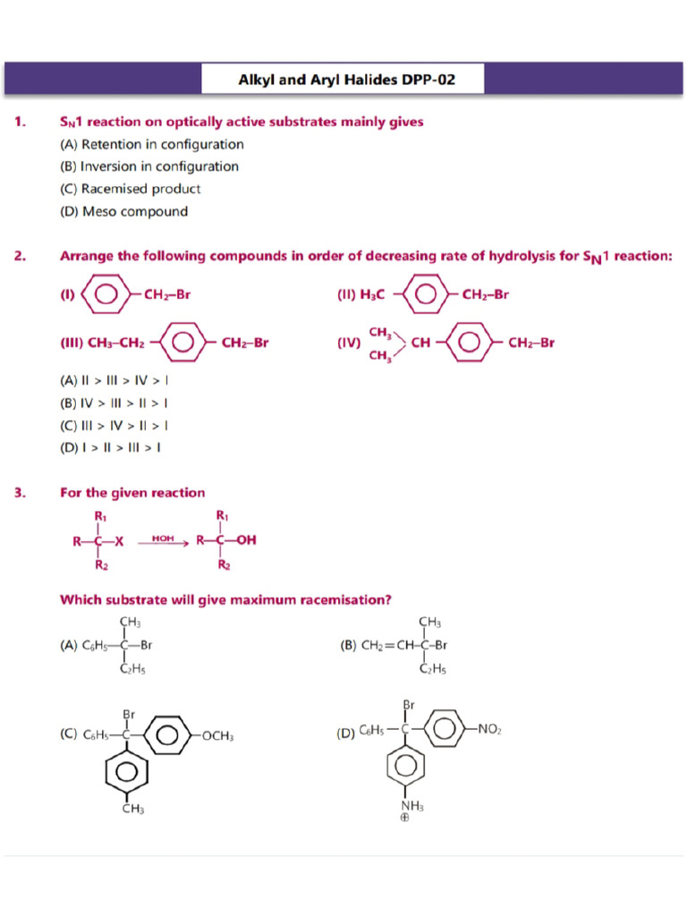 JEE Aryl Halides DPP 2 | PDF