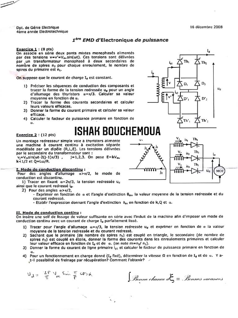 Examen Corrigé Électronique de Puissance | PDF