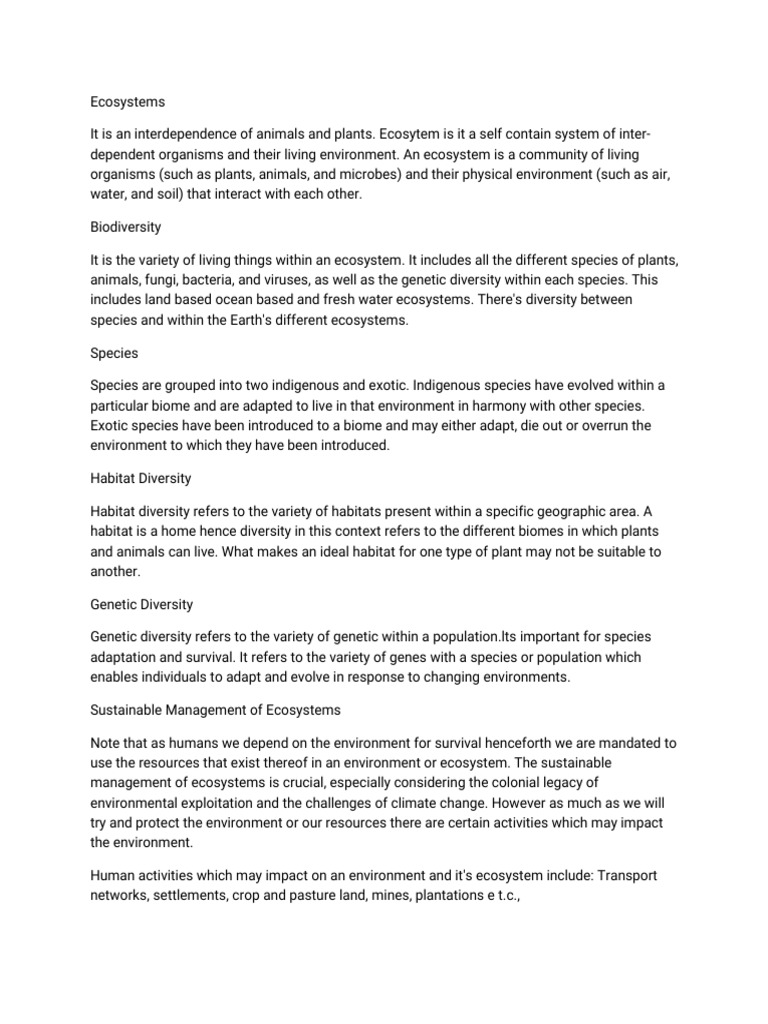 Ecosystems Notes | PDF