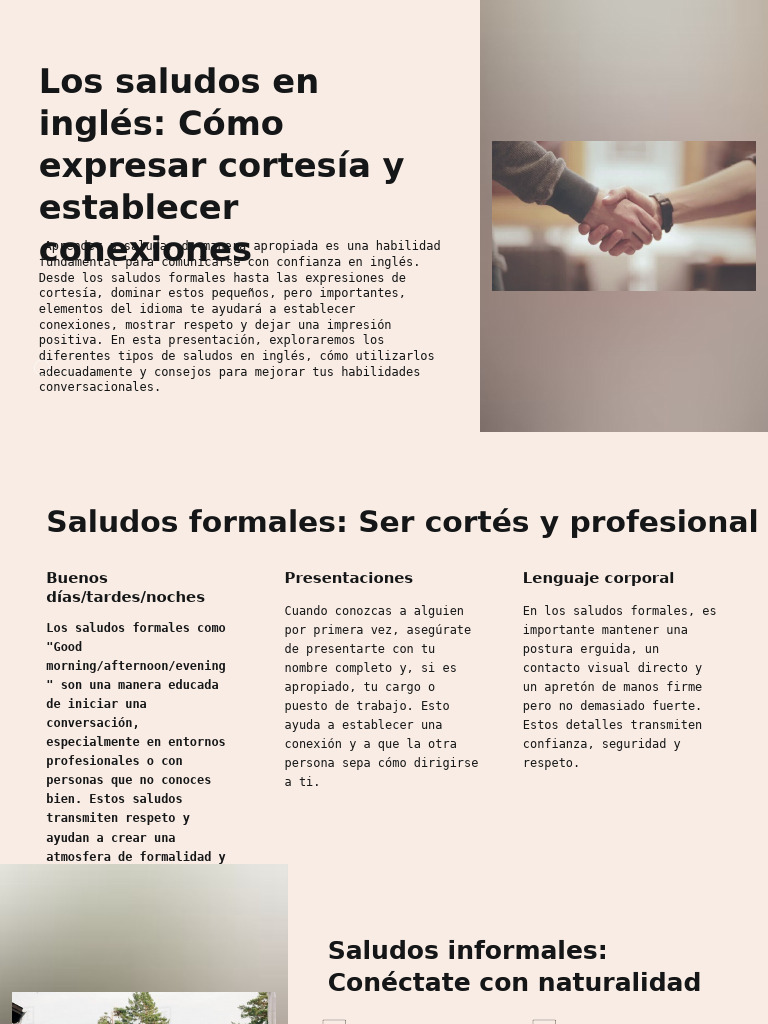 Los Saludos en Ingles Como Expresar Cortesia y Establecer Conexiones | PDF