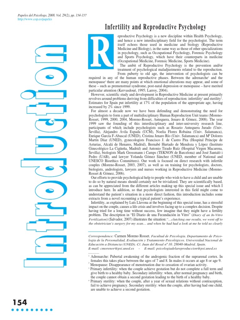 Infertility and Reproductive Psychology: Papeles Del Psicólogo, 2008 ...