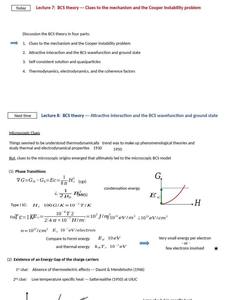 Physics 498 SQD - Lecture 7 - BCS 1 FINAL | PDF
