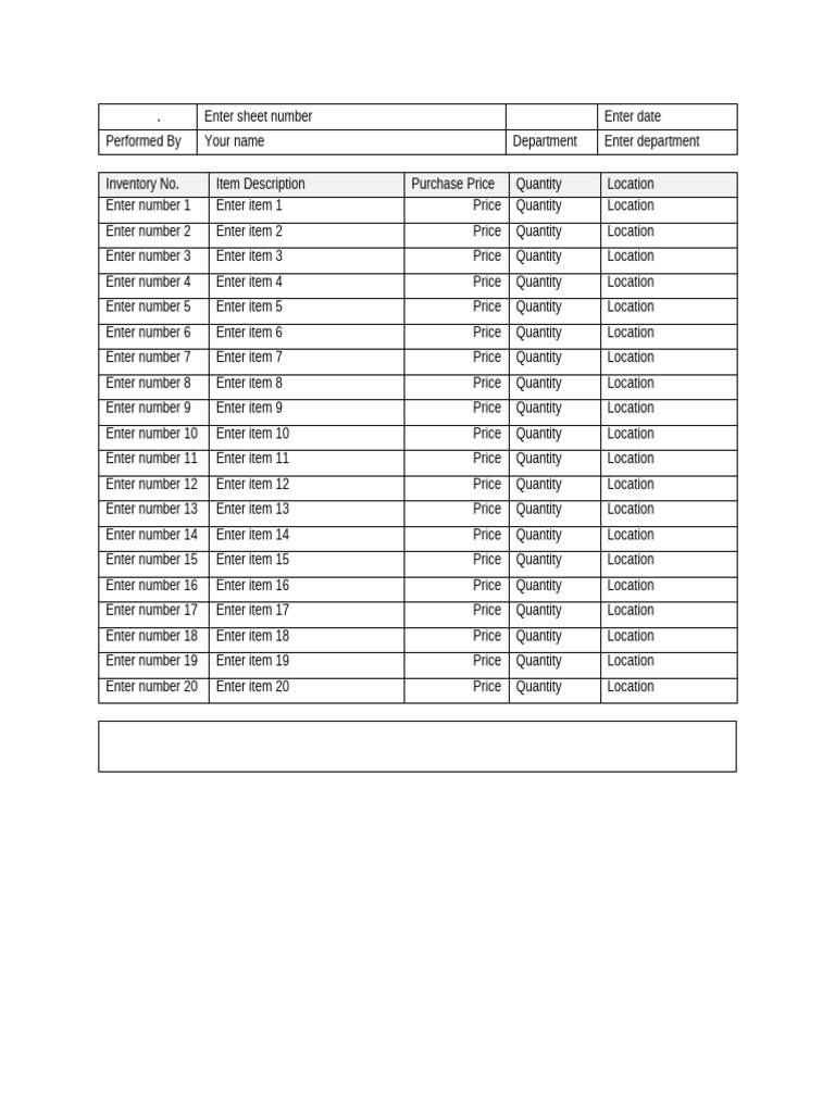 Physical Inventory Count Sheet | PDF