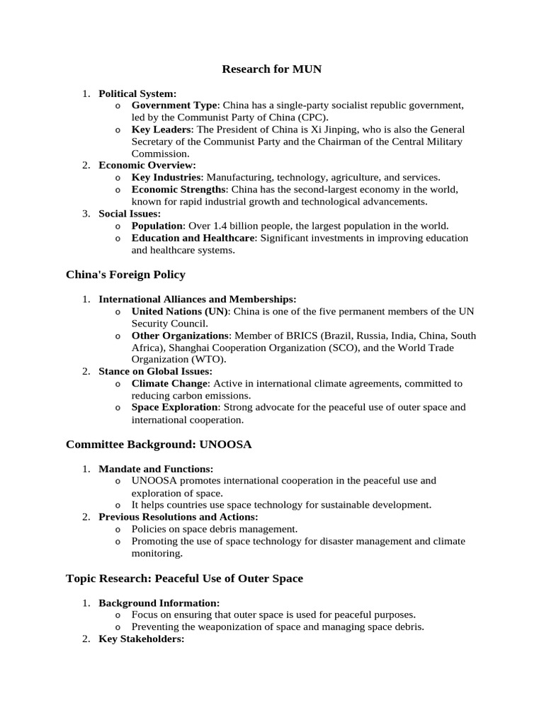 Research For MUN | PDF