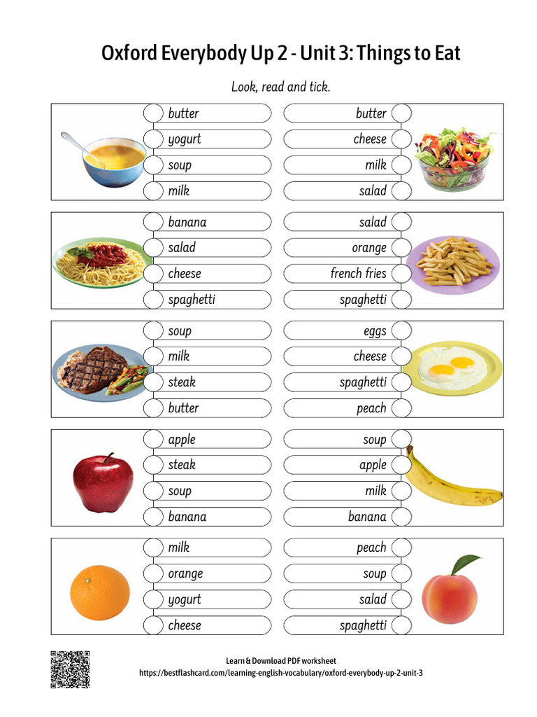 Oxford Everybody Up 2 - Unit 3: Things To Eat: Learn & Download PDF ...