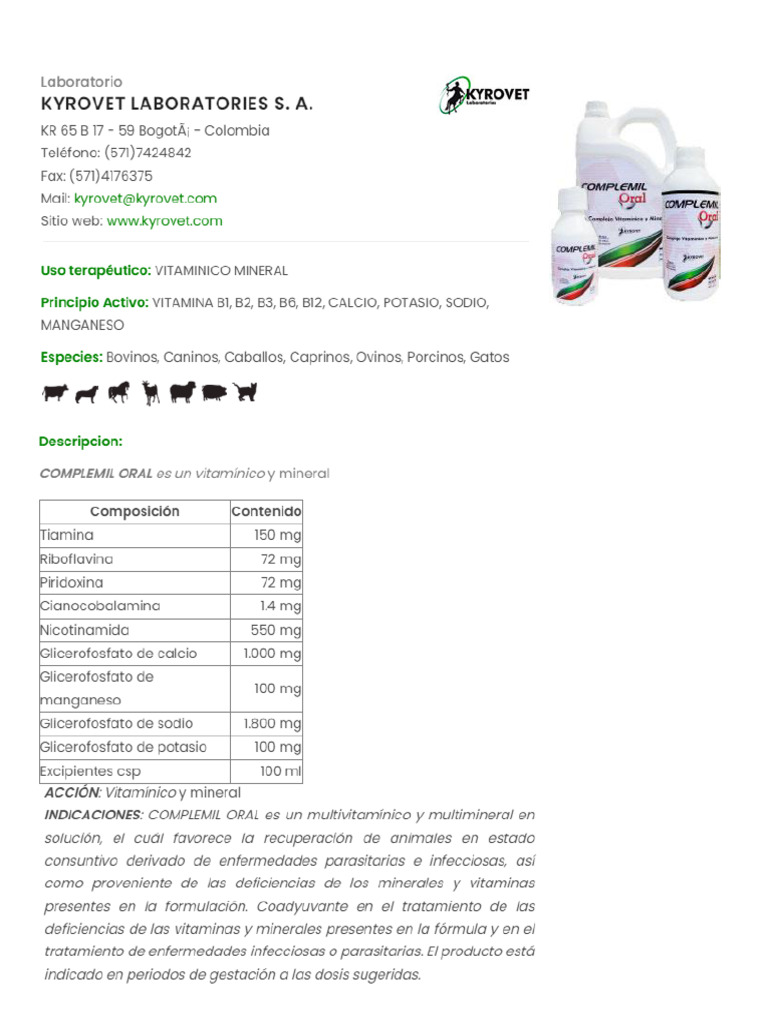 Complemil Oral x500ml | PDF