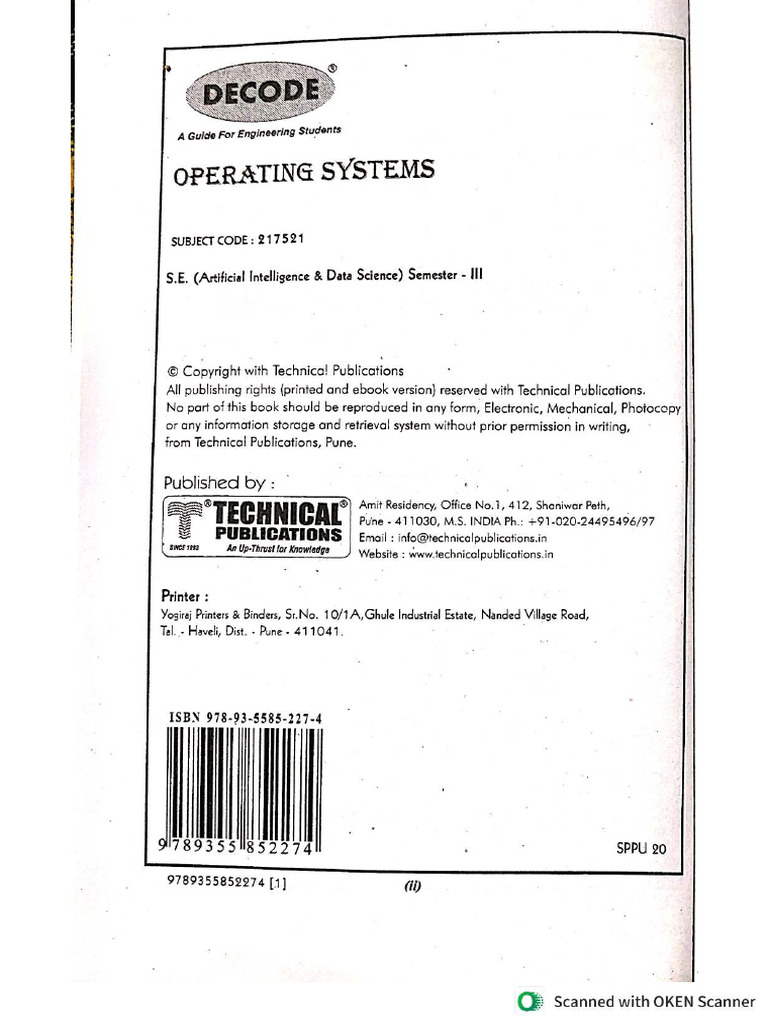 Os Decode For 3 Sem Sppu | PDF