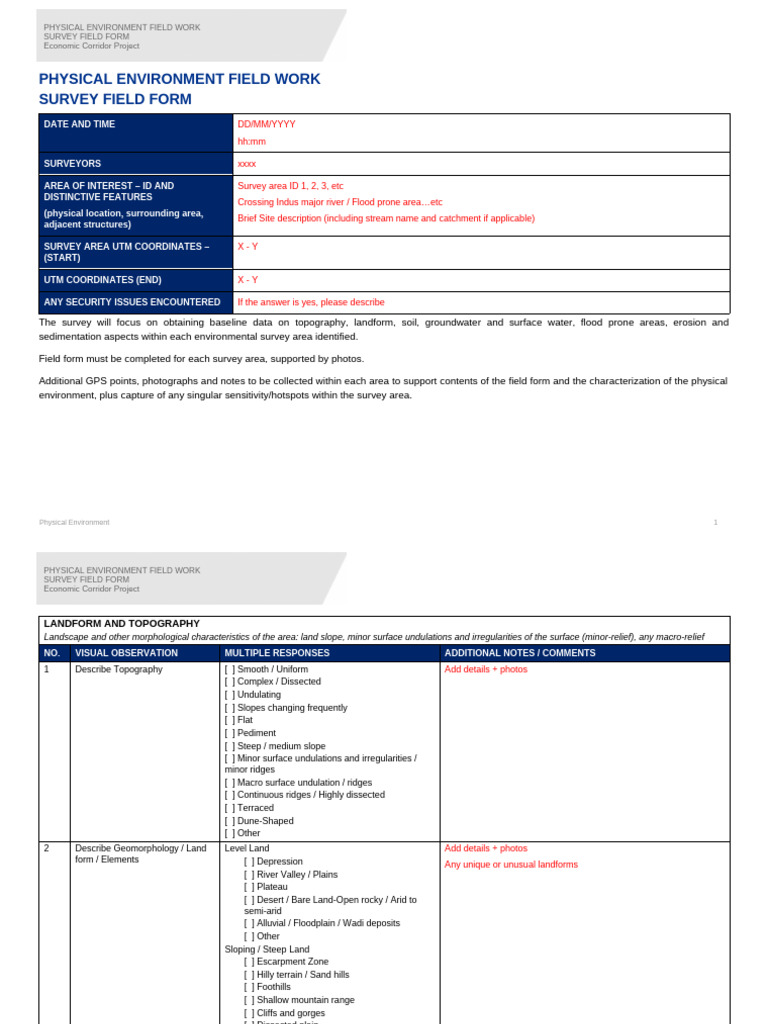 Physical-Environment Survey Forms | PDF