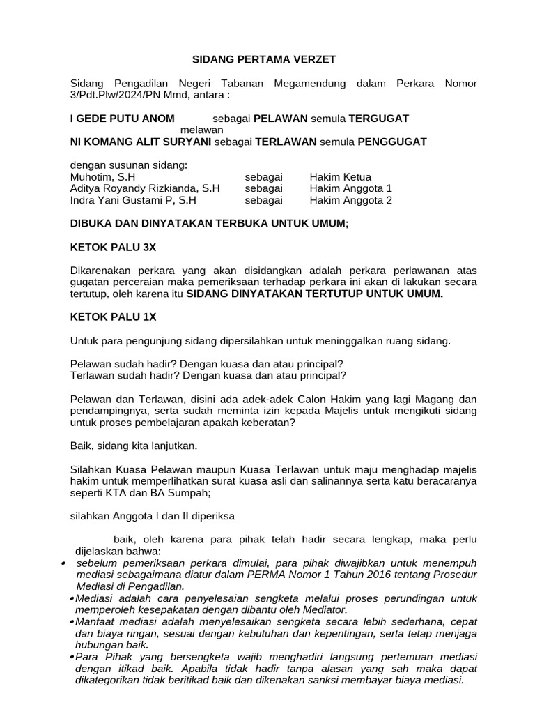 Redaksi Sidang Verzet | PDF