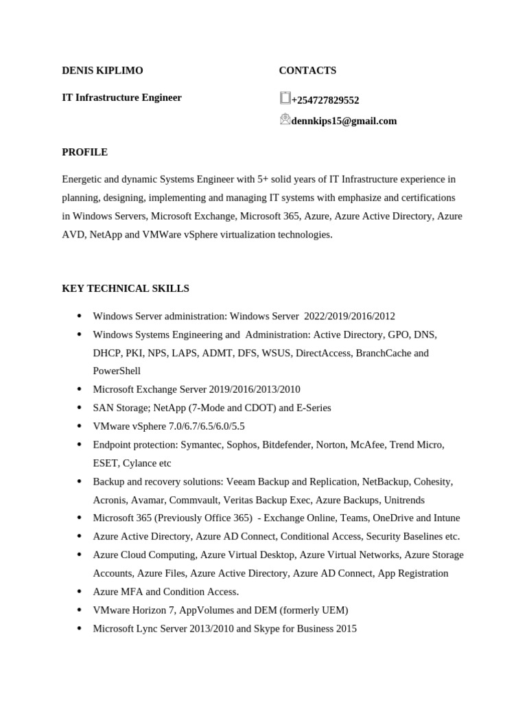 Denis Kiplimo CV | PDF