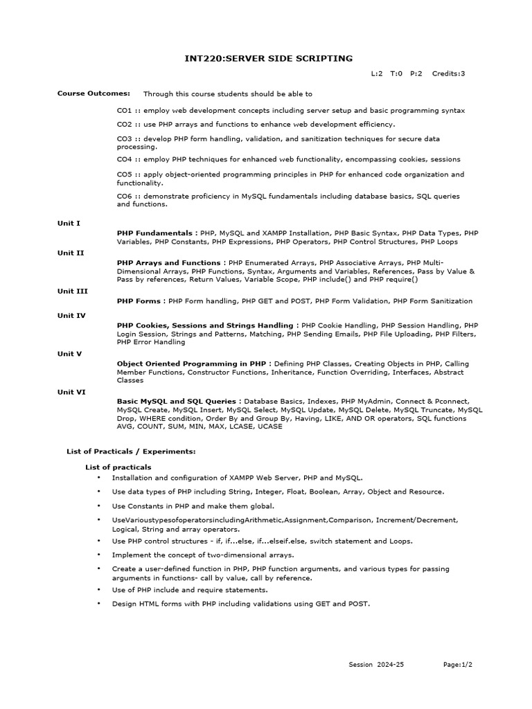 Int220 - Server Side Scripting | PDF
