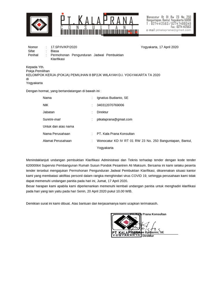 Surat Pernyataan Klarifikasi | PDF