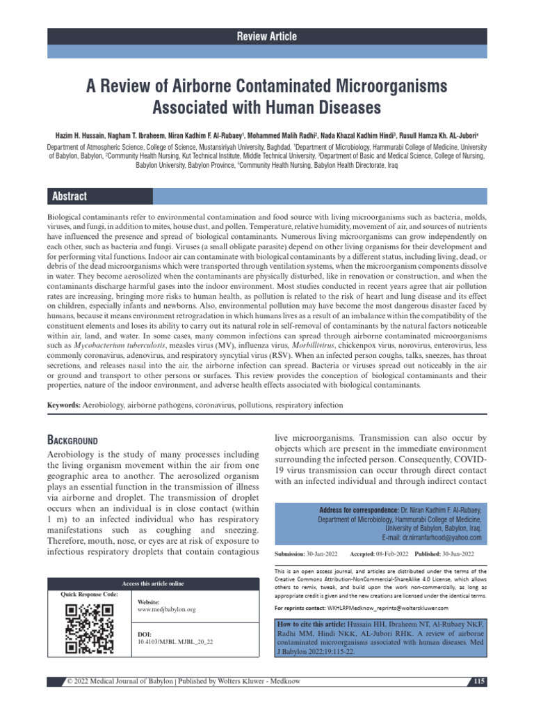 Airborne Microorganisms and Human Diseases | PDF | Infection | Clinical ...