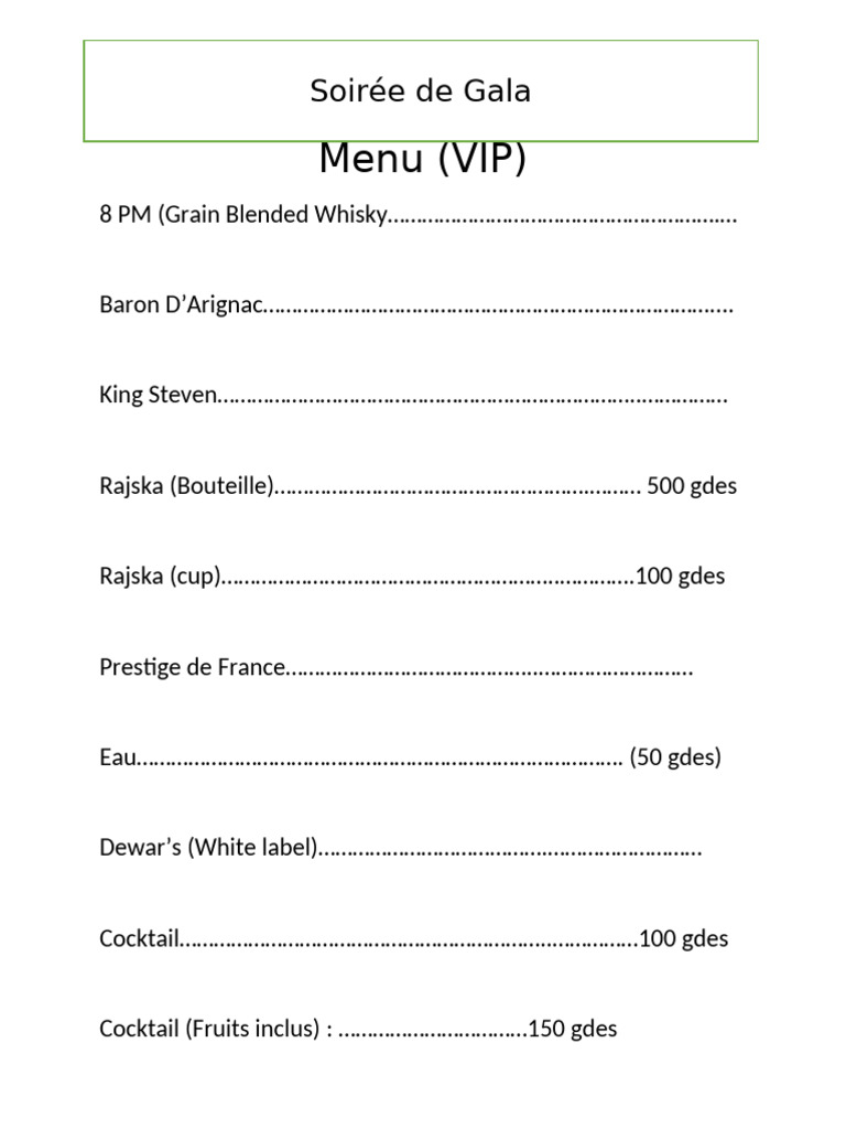 Menu Soiree Gala | PDF