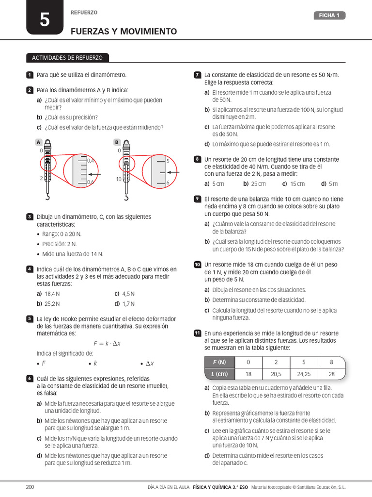 Fuerzas y Movimiento. Ejercicios | PDF