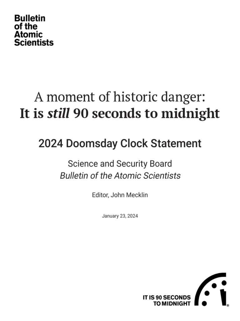 2024-Doomsday-Clock-Statement of The World | PDF