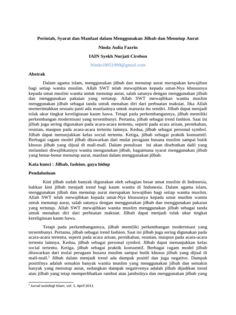 Perintah Dan Manfaat Dalam Menutup Aurat | PDF