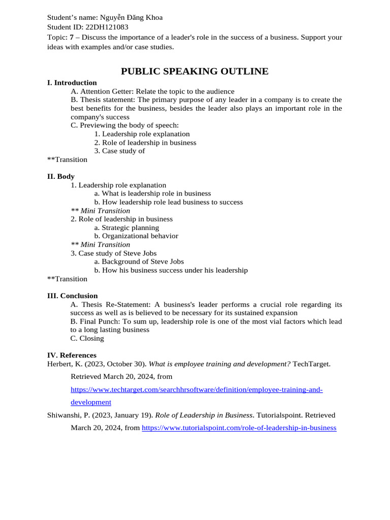 Outline - Final Test | PDF