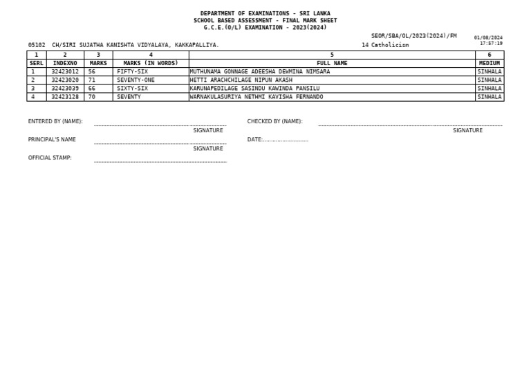 O L2023 (2024) Sba 05102 | PDF