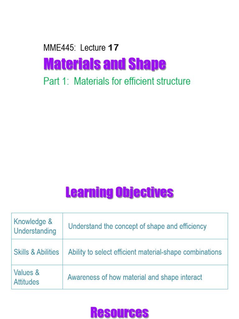 Lec 17 - Materials & Shape - PT 1 | PDF | Bending | Teaching Methods & Materials