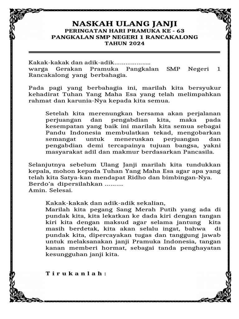 Teks Ulang Janji Pramuka | PDF