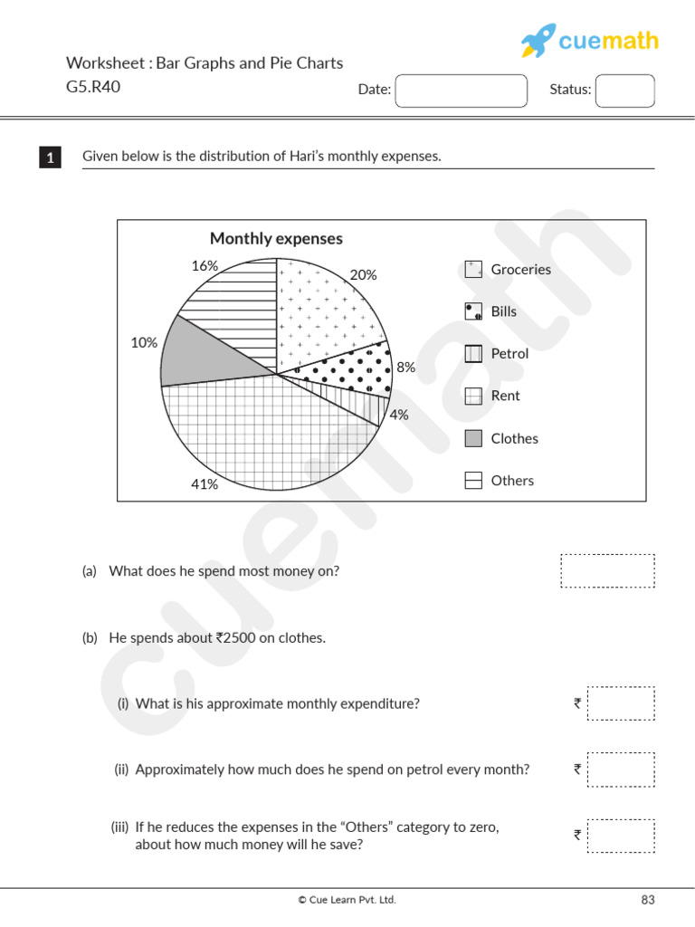 5th Grade Math Worksheet Bar Graphs and Pie Charts | PDF