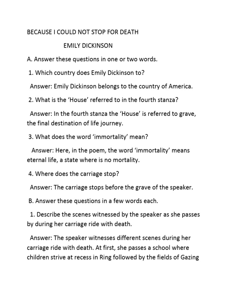 Because I Could Not Stop For Death | PDF