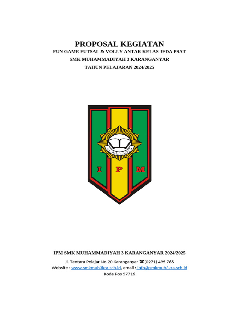 Proposal Fun Game Jeda Antar Kelas Futsal Dan Volly Psat | PDF