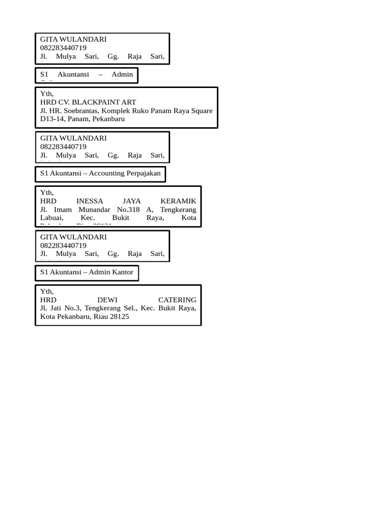 Tempelan Map Lamaran Inessa Jaya Kramik Dan Blackpaint Art | PDF